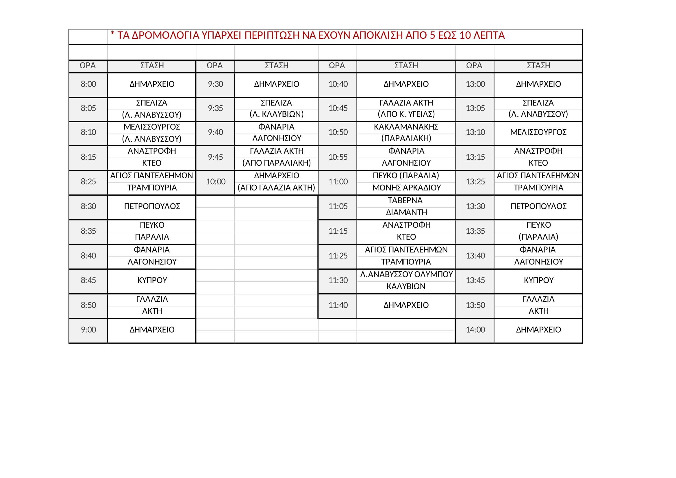 Δρομολόγια Δημοτικής Συγκοινωνίας | Δήμος Σαρωνικού